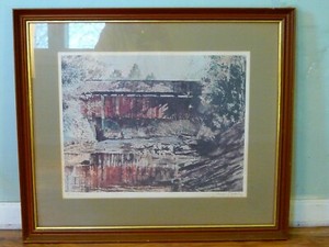 Covered Bridge Signed Print James Colway | eBay