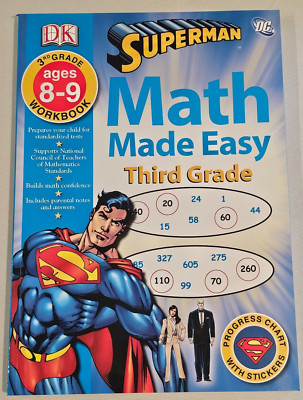Superman 3rd Grade Workbook Math Made Easy Homeschool Tutor Teachers | eBay
