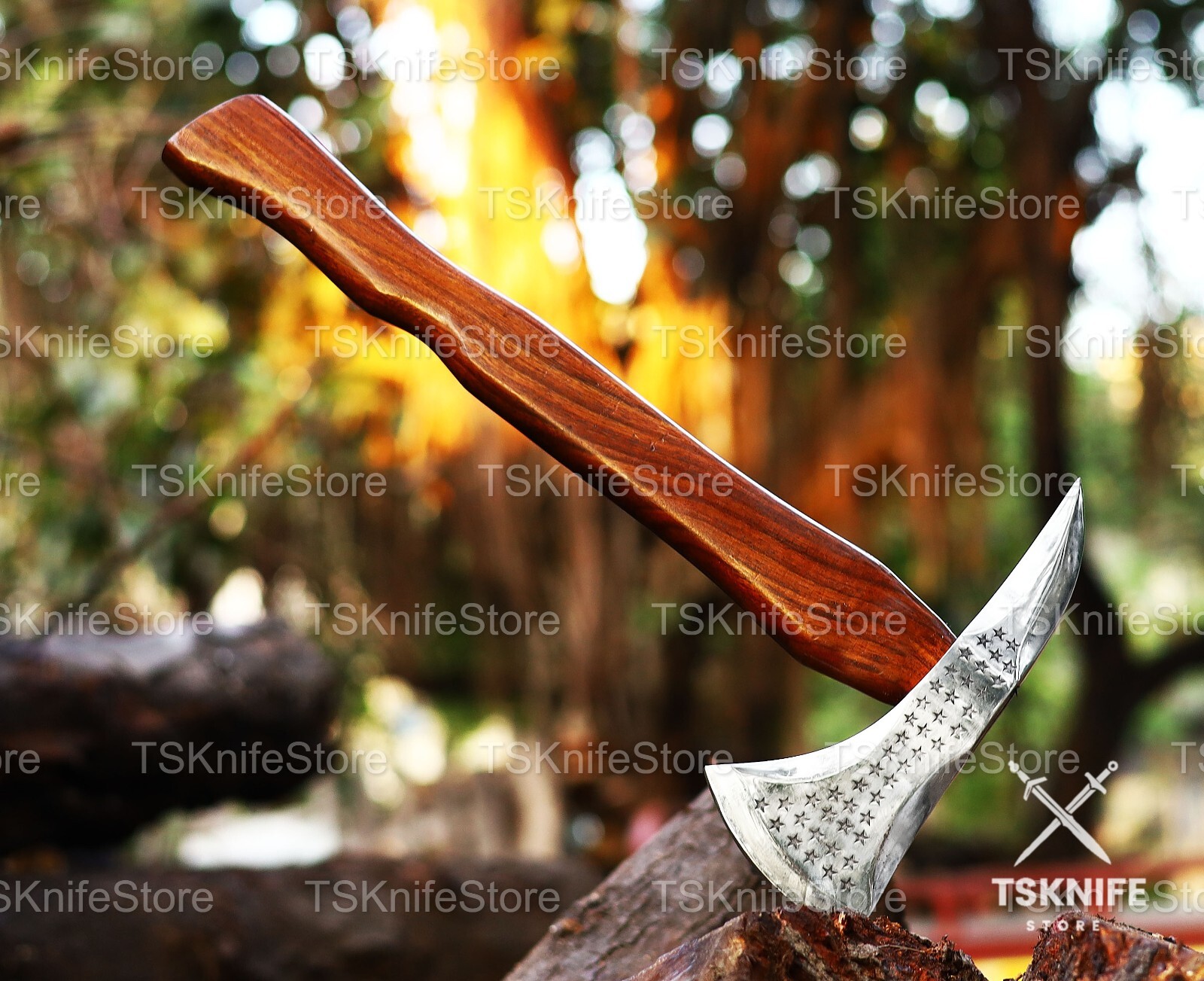 Custom Handmade Battle Ready Camping Axe - Rose Wood Handle With ...