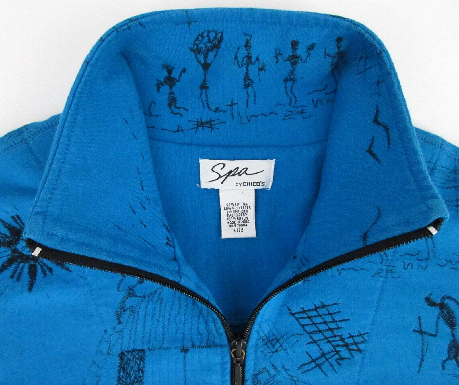 Spa By Chico’s French Terry Cave Painting Harvest Jac… - Gem