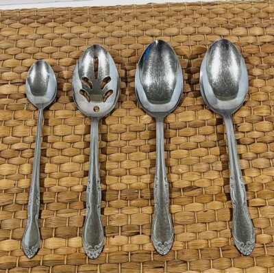 Castle Court Stainless Flatware Spoons- Teaspoon, Slotted and Serving ...