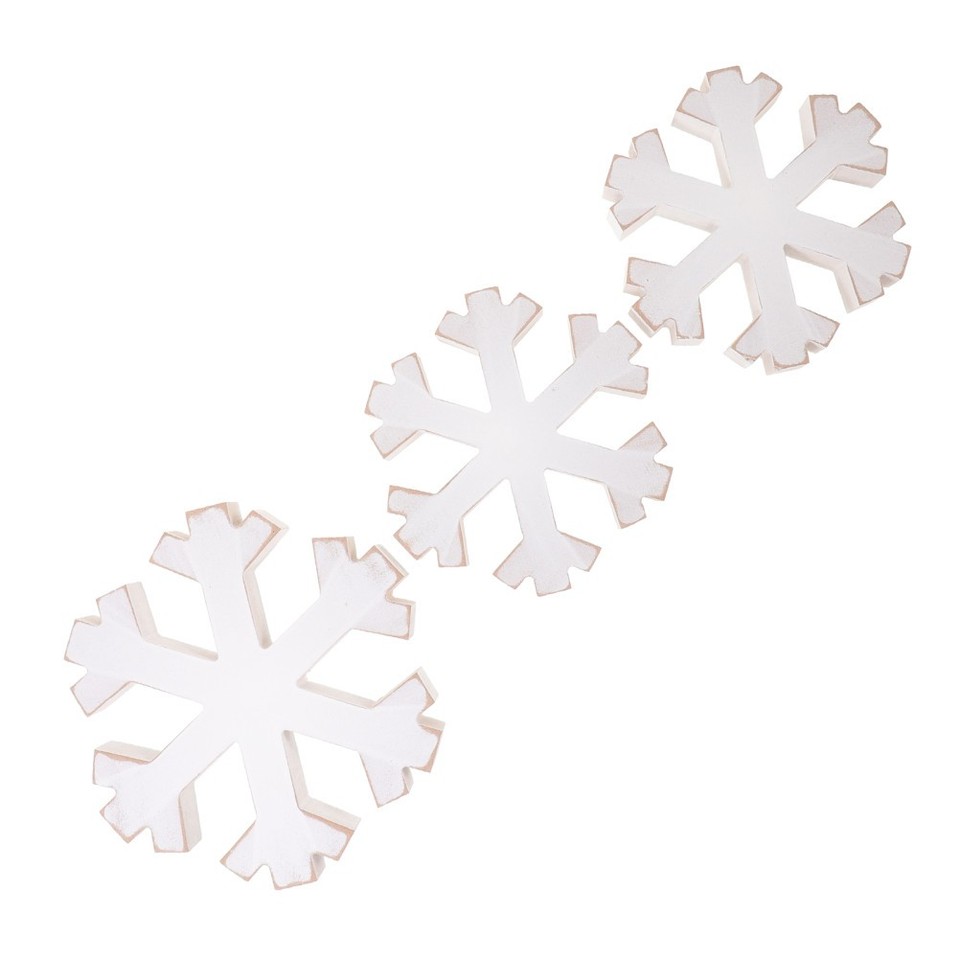 3 Pcs Hanging Snowflake Decorations Wood Festival Snowflakes Crafts ...