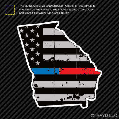 Distressed Thin Blue Red Line Georgia State Shaped Subdued US Flag ...