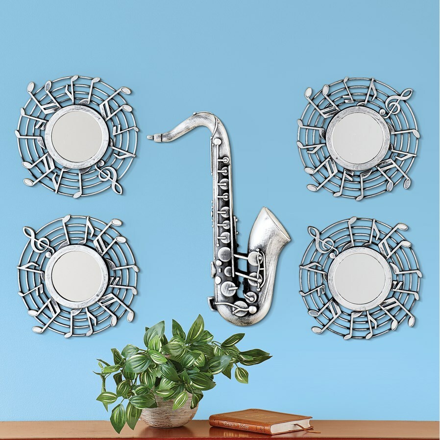 Gifts for Wife Sister Her Silver Mirrors & Saxophone Wall Decoration 5 ...
