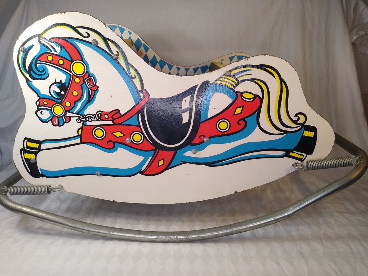 Vintage Wooden Rocking Horse Spring Black Beauty Spring Rocking Horse