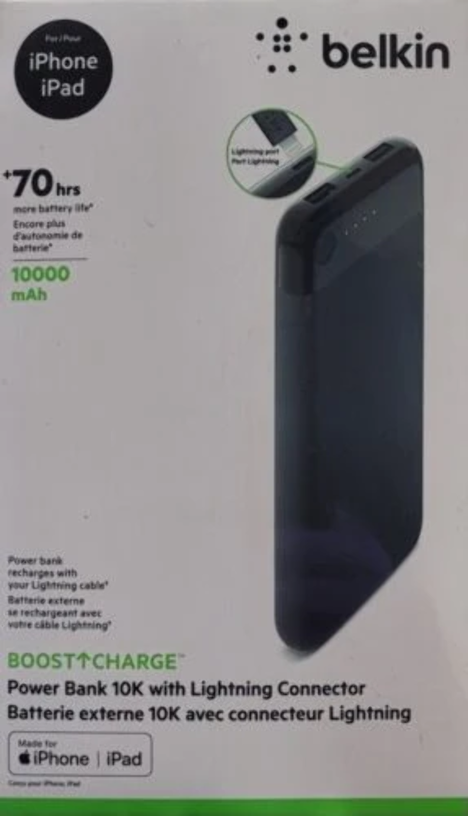 Belkin Boost↑charge Power Bank 10k With Lightning Connector for sale ...