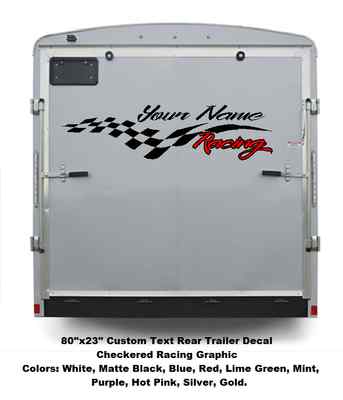 80" x 24" Checkered Trailer Graphics Custom YOUR NAME Racing Enclosed ...