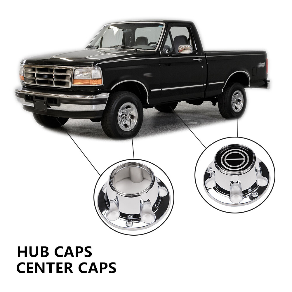 4PCS Chrome Fit For 80-96 F150 Bronco/Van 4x4 Wheel Center Caps Hubs W ...