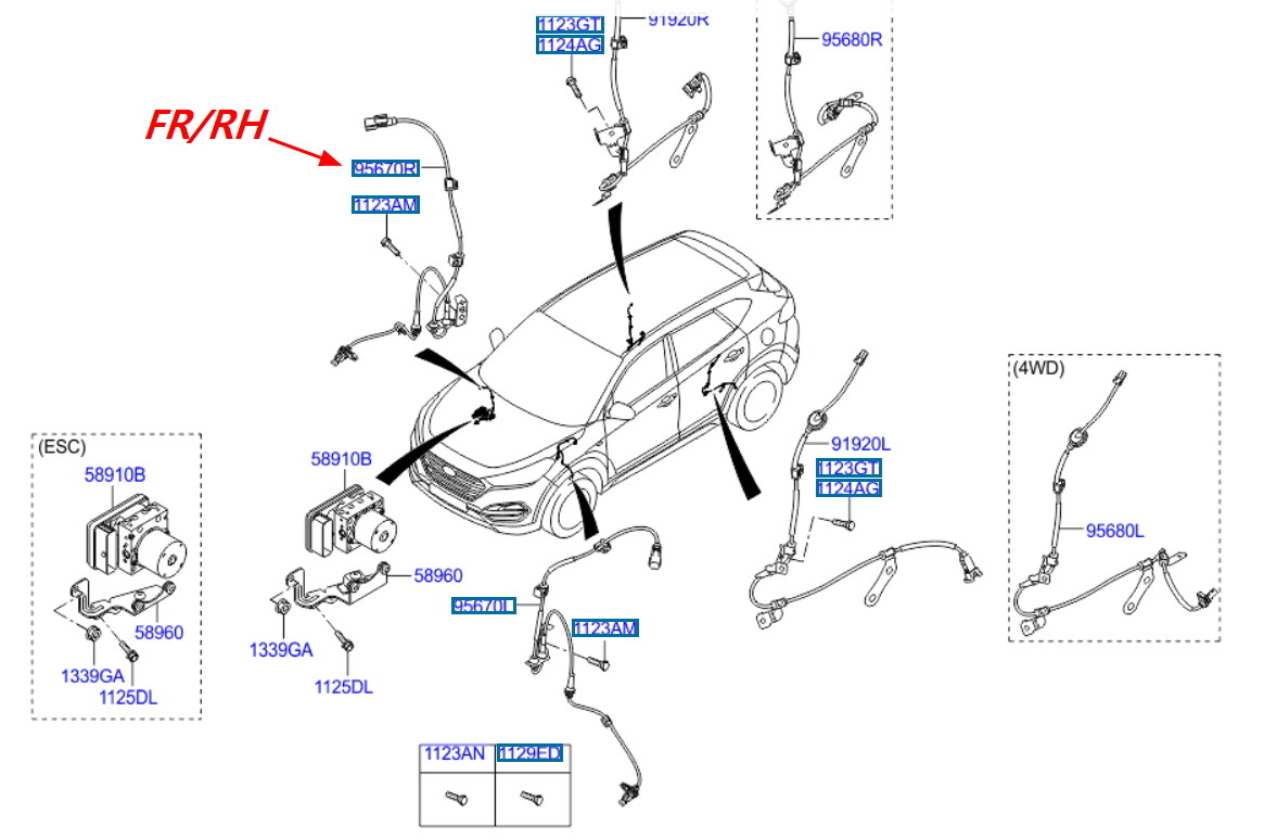OEM 95671-C5000 Sensor ABS Brake Front Wheel RH Psgr Ems for KIA ...
