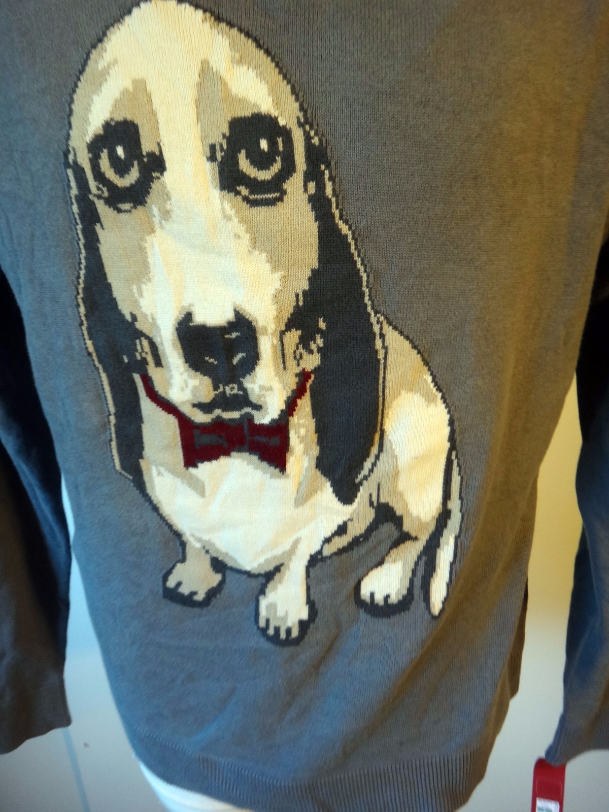 Basset Hound knit sweater m embroidered patch dog beagle art picture ...