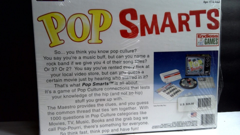 Pop Smarts Brand New Pop Culture Trivia Game Endless Games Board Game ...