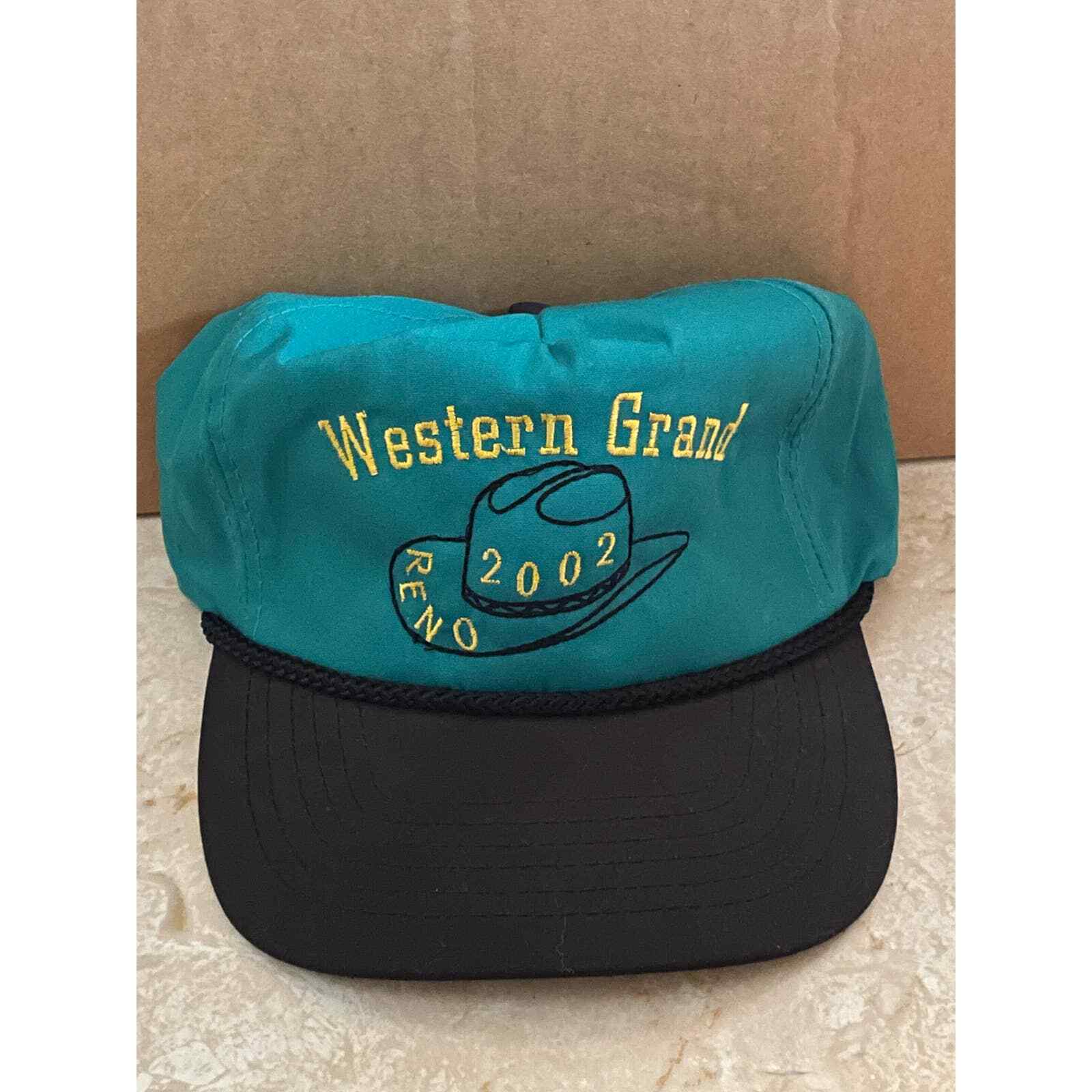Vintage Western Grand Reno 2002 Hat Blue Black Otto C… - Gem