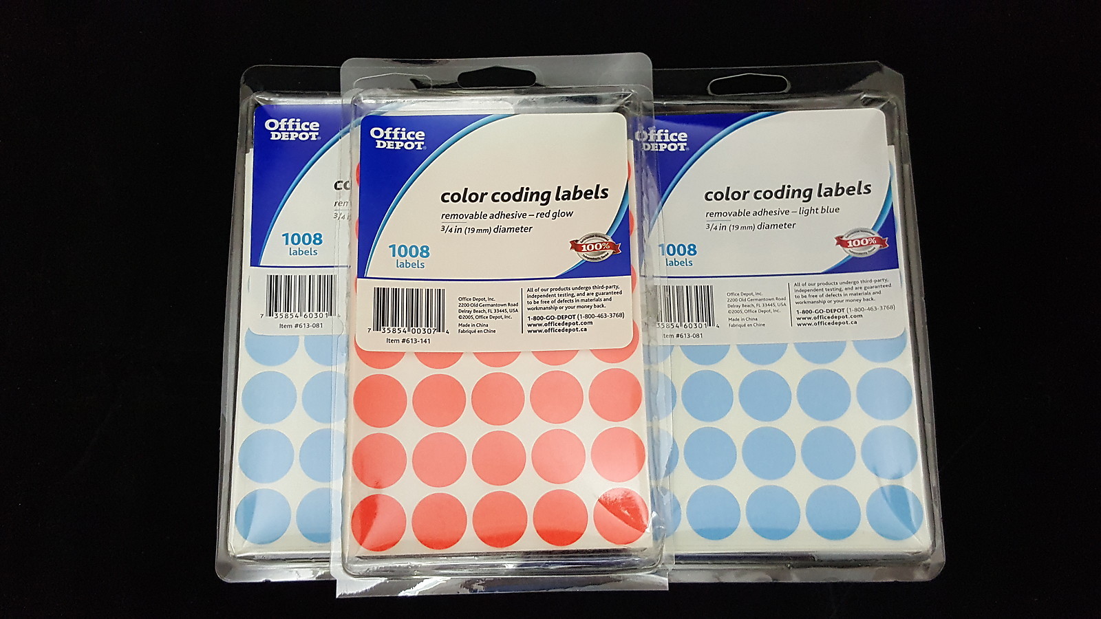 Office Depot - Lot - Color Coding Labels Light Blue Red Glow 613-081 ...
