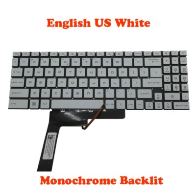 Monochrome Backlit US Keyboard For MSI 9Z.NK1BN.C1D NKS-FG0CBN 1D ...