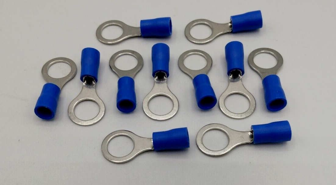 (25Pc) blue Ring 16-14Ga AWG VINYL3/16" electrical wire ring terminal ...