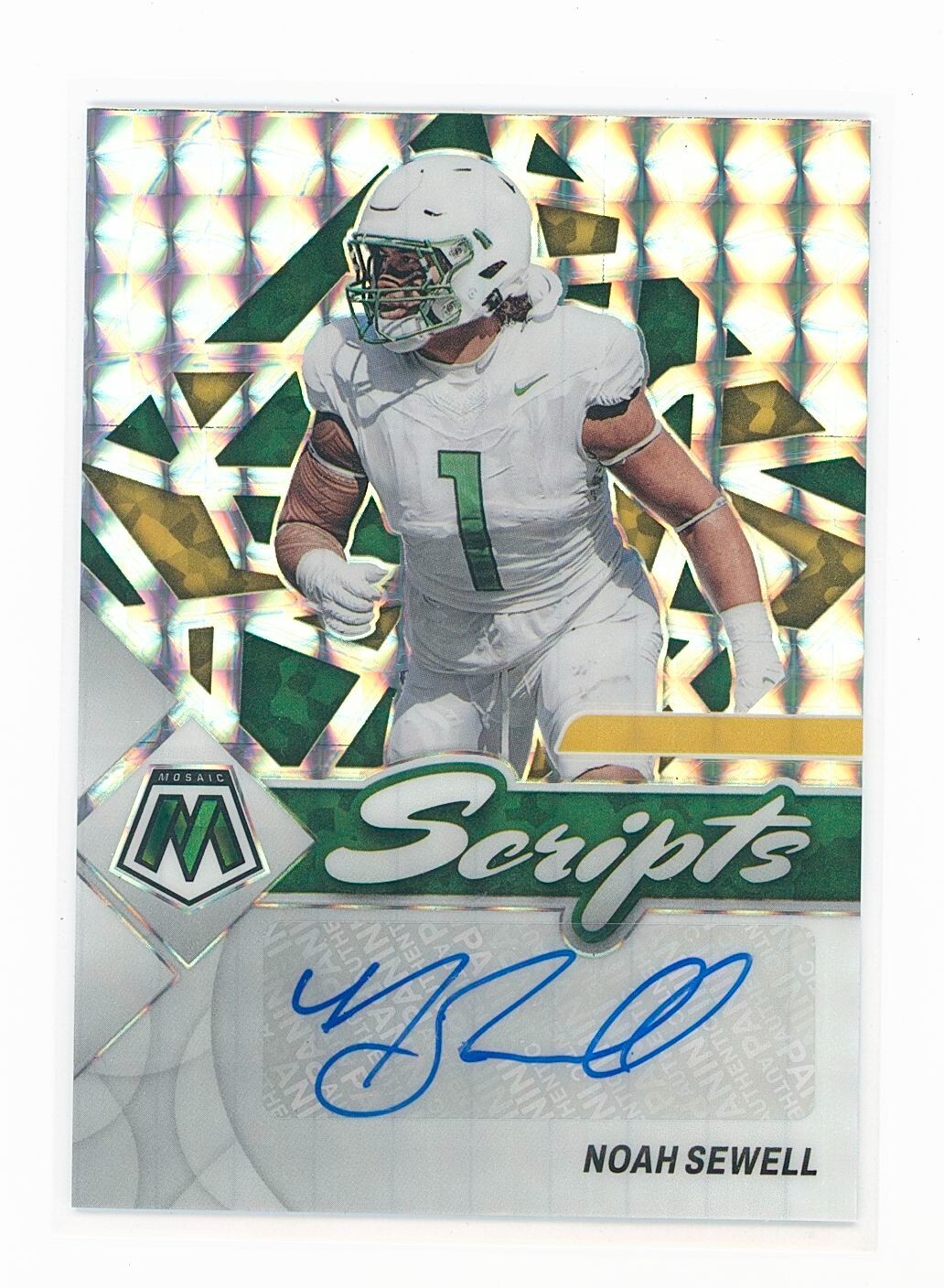 2023 Panini Mosaic Draft Noah Sewell Rookie Scripts Silver Autograph RC ...