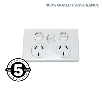 SLIM Double GPO Power Point With Extra Switch Outlet Electrical ...