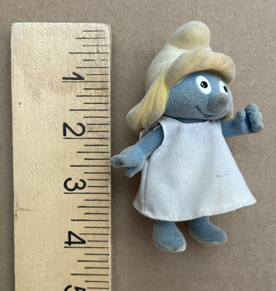 Smurfette Smurf FUZZY Figure Figurine Smurfs 4” RARE 4-inch | eBay
