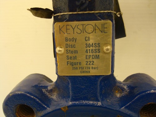 KEYSTONE 222 2" 250 PSI BUTTERFLY VALVE EPDM BODY C1 DISC 304SS STEM ...
