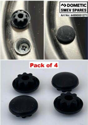 4 x Smev Dometic Black Screw Cap Covers Cog Sink Hob Cooker Motorhome ...
