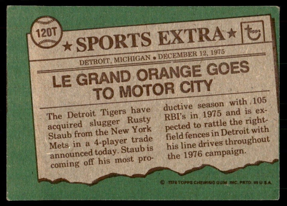 1976 Topps Rusty Staub Baseball Cards #120T | eBay