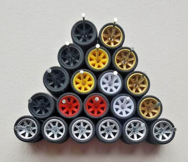 10 Sets 6 Color 7 Spoke Rims Mix & 11mm Real Riders Rubber Tires For ...
