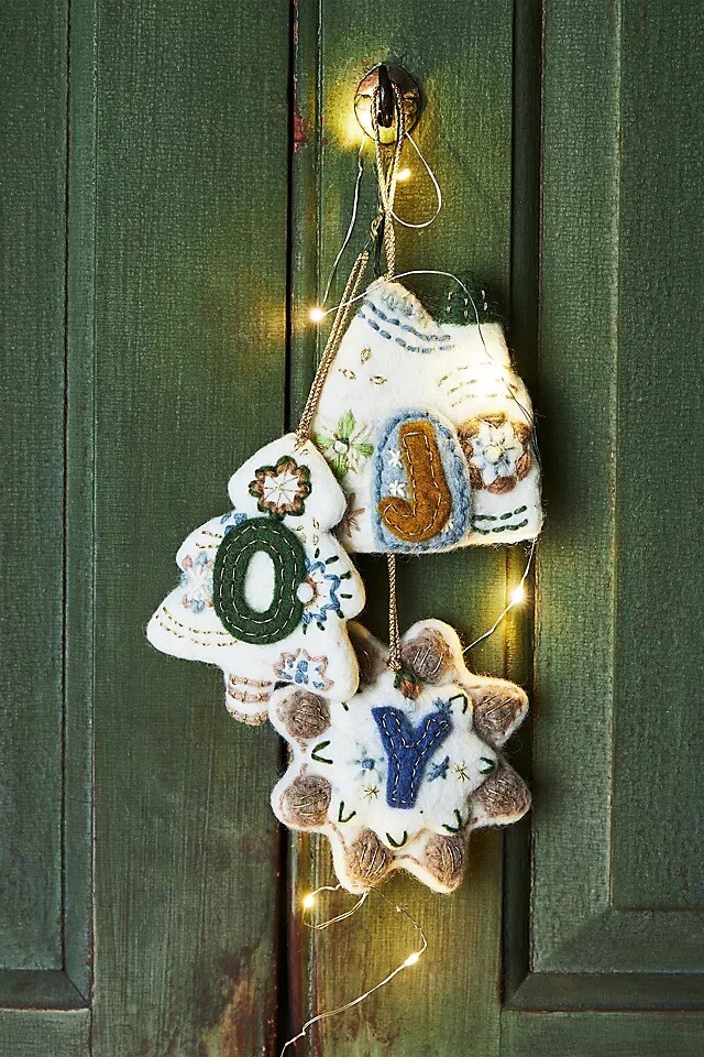 Anthropologie Wool Felt Monogram Unity Ornament Letter Christmas Tree ...