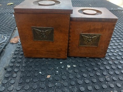Vintage Lidded Wooden Nesting Boxes With Brass Eagle Plaque on each ...