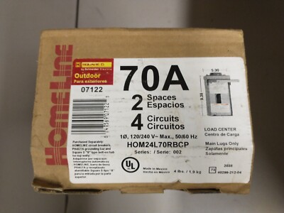 Square D HOM24L70RBCP 70-Amp 2-Space 4-Circuit Main Lugs Load Center ...