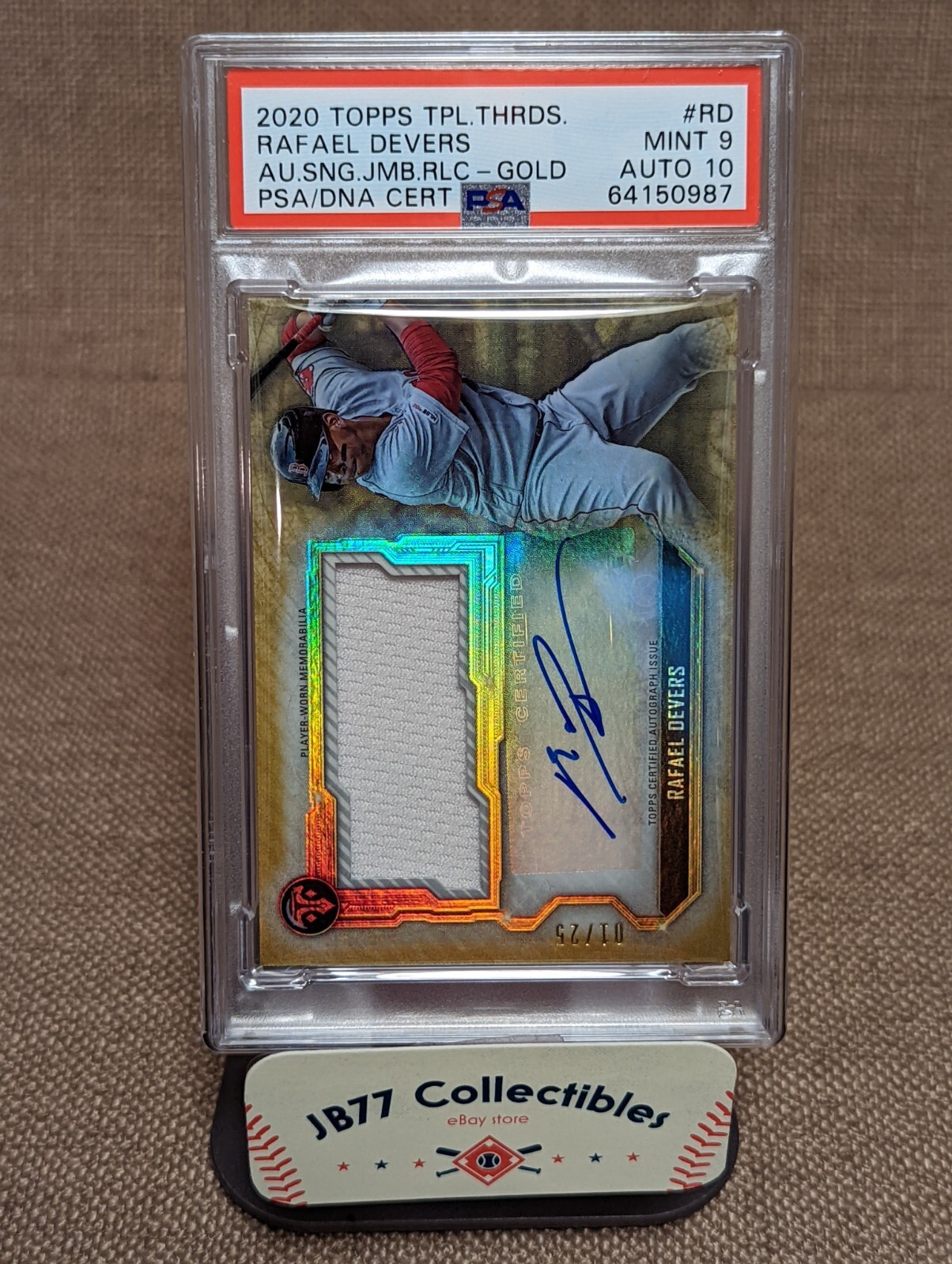 2020 Topps Triple Threads Rafael Devers GOLD Patch #1/25 Jersey PSA 9 ...