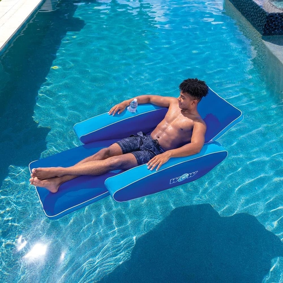 WOW Sports Modern Lounger Pool Float 5 Ft w Cup Holder Arm Rests NIB Inflatable | eBay