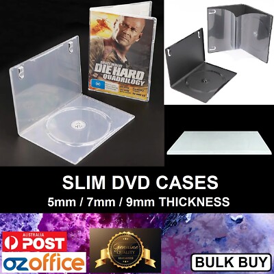 ULTRA SLIM DVD Cases 5mm 7mm 9mm Slim DVD Covers Black Clear Slimline ...