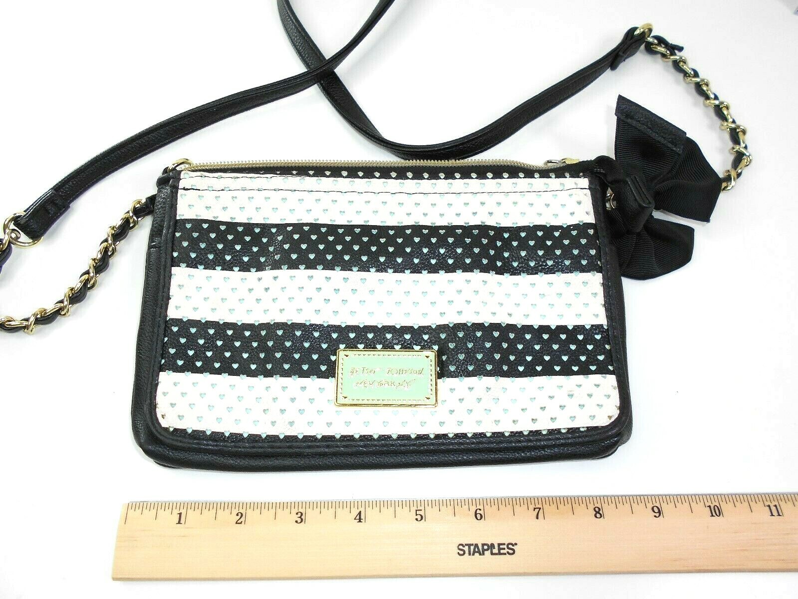 Betsy Johnson Crossbody Purse XOX Bag Mini Hearts w/ Rope Chain Strap ...