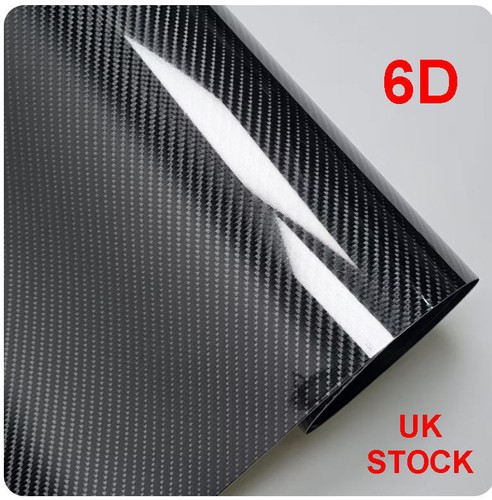 Black 6D Carbon Fibre Vinyl Wrap Film Sheet Car sticker Air Bubble Free ...