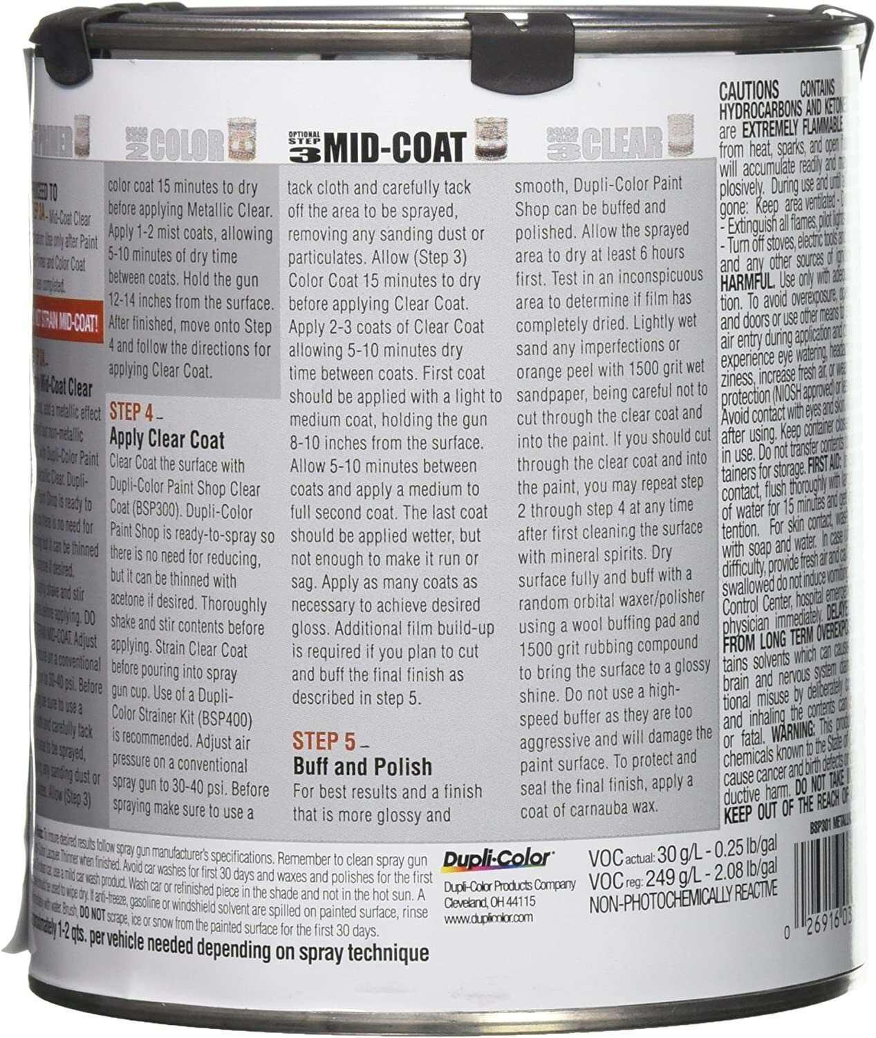 DupliColor BSP301 Metallic Clear Paint Shop Finish System MidCoat ...