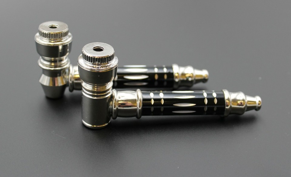 ORIGINAL BLACK METAL Smoking Pipe w/Lid Tobacco Pipe Metal pipe ALL ...