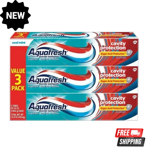 Aquafresh Cavity Protection Fluoride Toothpaste, Cool Mint, 5.6 Oz, 3 ...