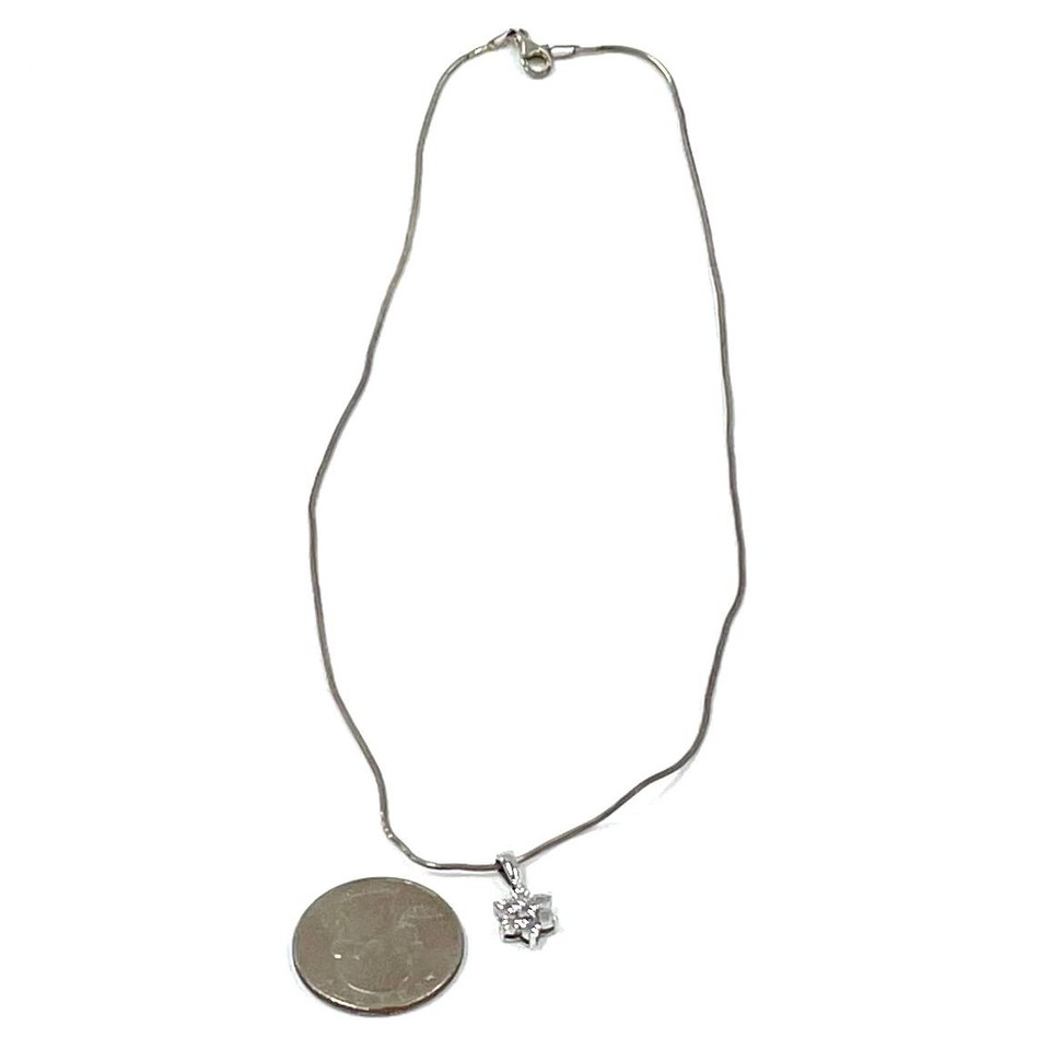 Sterling Silver Diamond Star Cluster Pendant on 16" Snake Chain ...