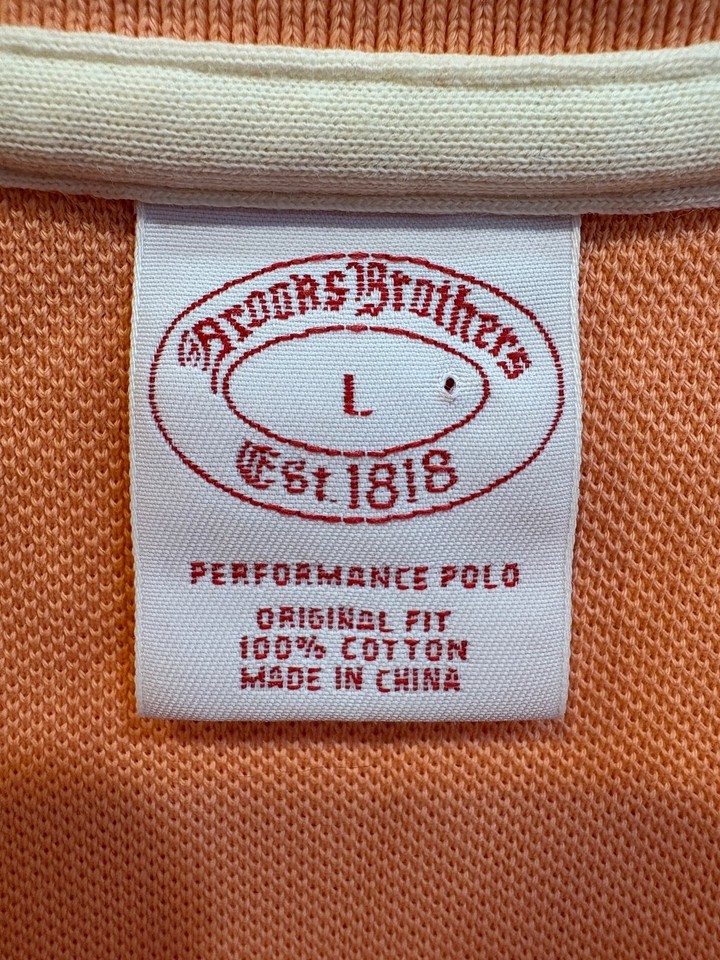 Brooks Brothers Performance Polo Shirt Men's Large Original Fit Peach ...