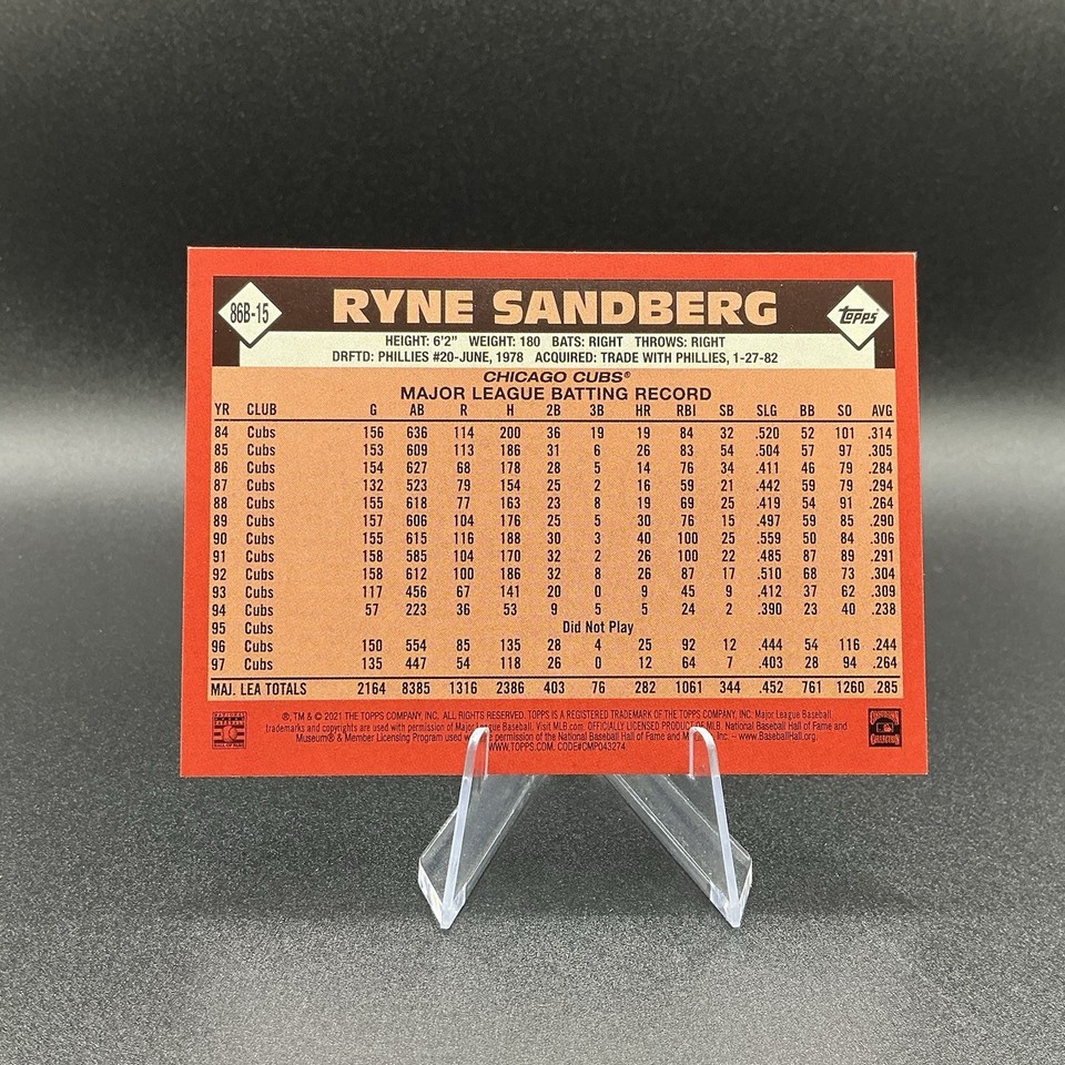 2021 Topps - 1986 Topps Baseball 35th Anniversary Ryne Sandberg #86B-15 ...