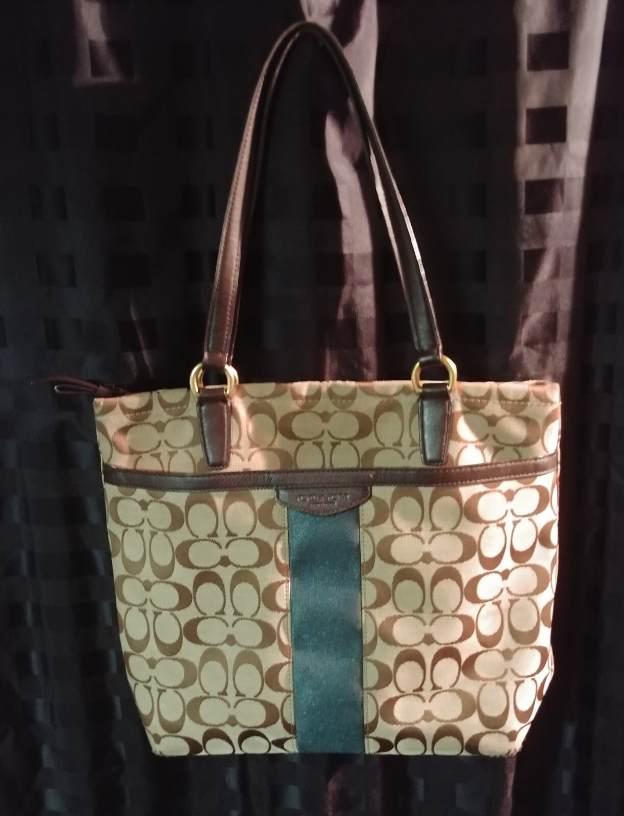 Coach signature C Khaki canvas green & leather accent… - Gem
