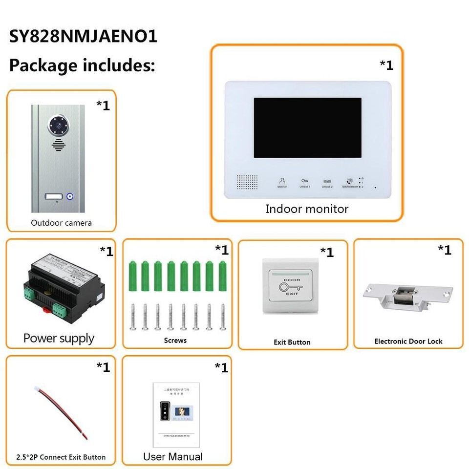 BUS 2 Wire Intercom systems Kit 1/2/3/4 Units Apartment 7 Inch Video ...