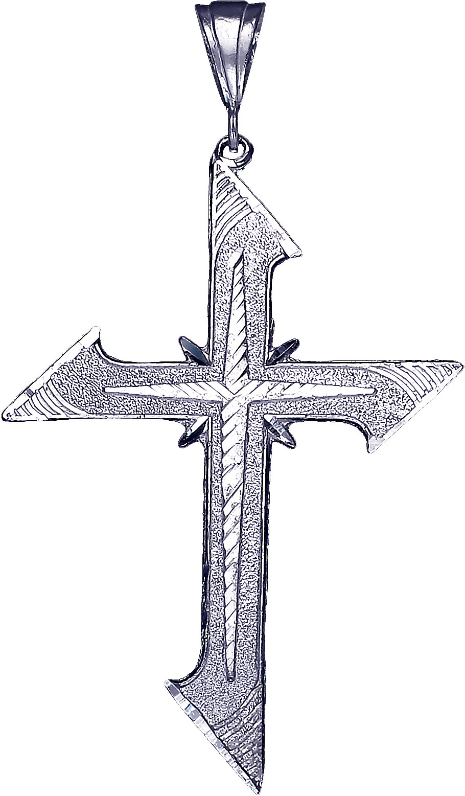 Large 3.3" Sterling Silver Cross without Jesus Pendant Necklace 24 ...