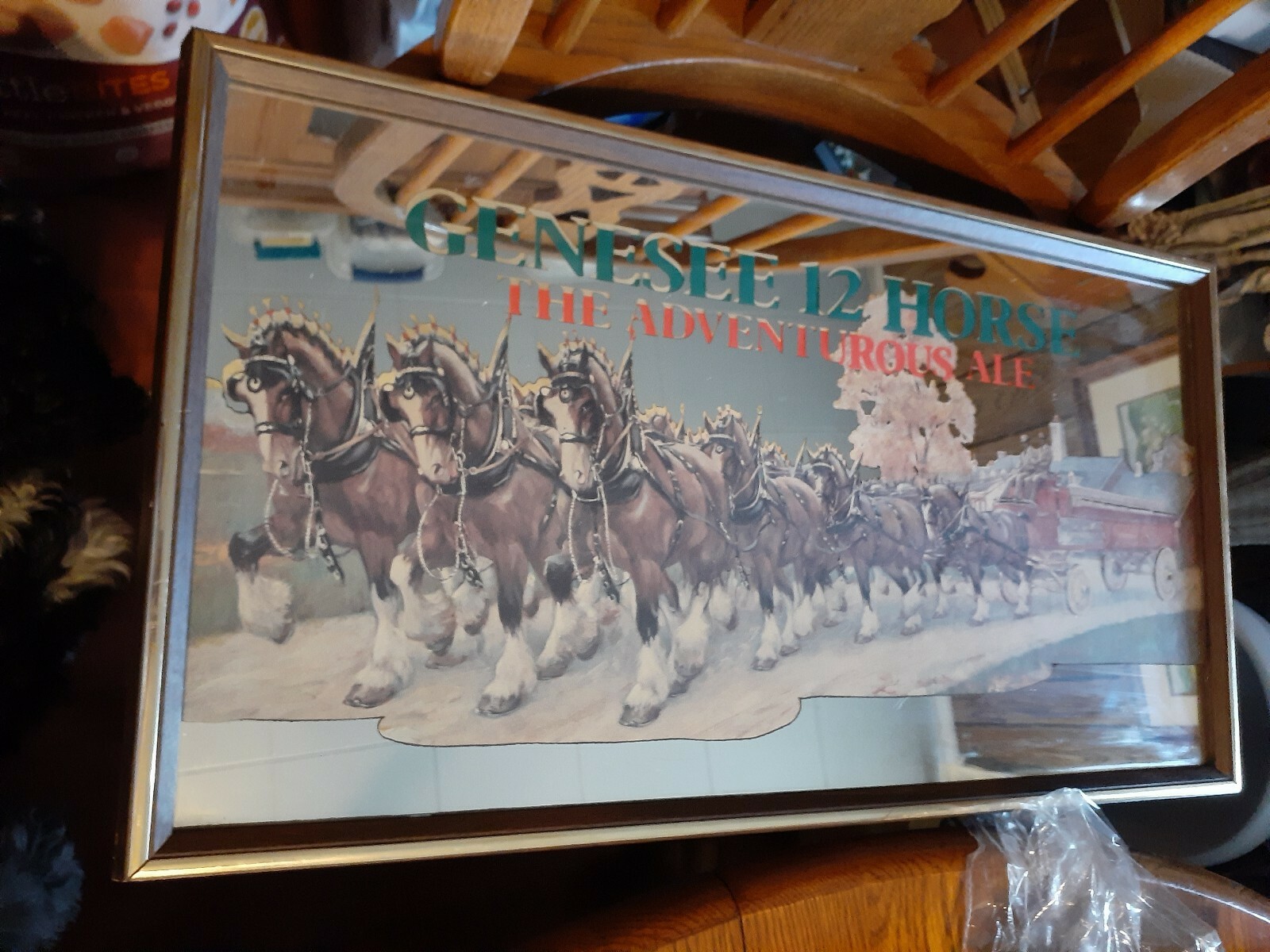 GENESEE MIRROR 12 HORSE ALE BEER FRAMED SIGN 23" x 12" | eBay