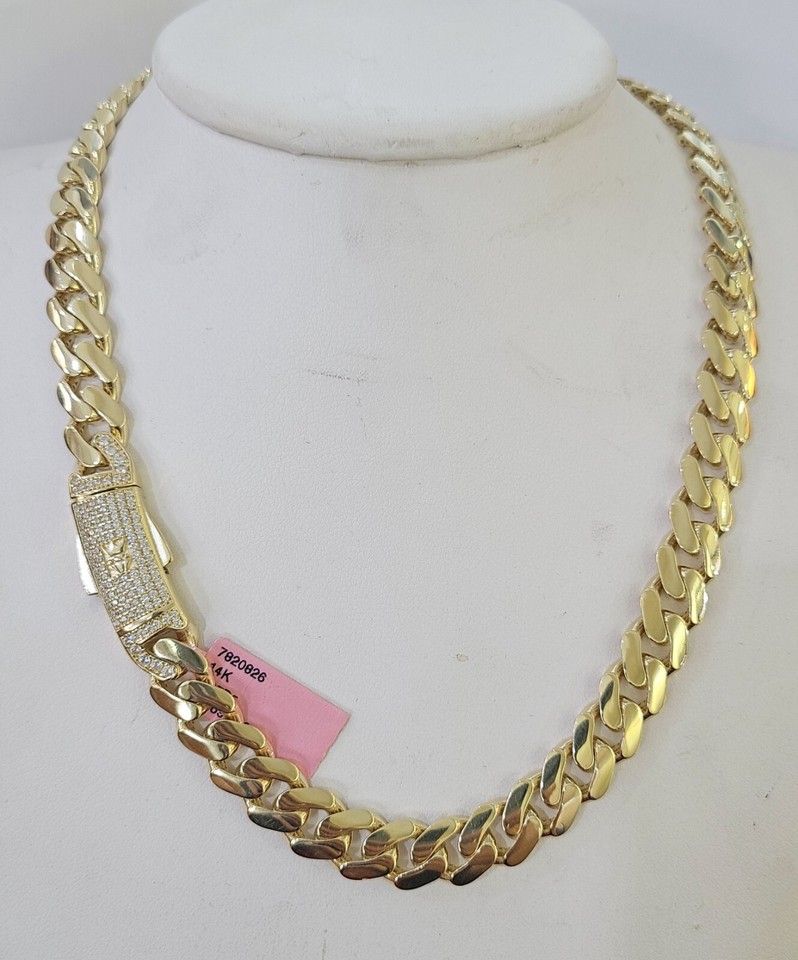 Real 14k Royal Monaco Link Chain 10mm 20 inches Yellow Gold end Genuine ...