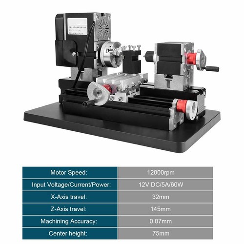 60W Mini Lathe High Power Soft Metalworking Woodworking DIY Model ...