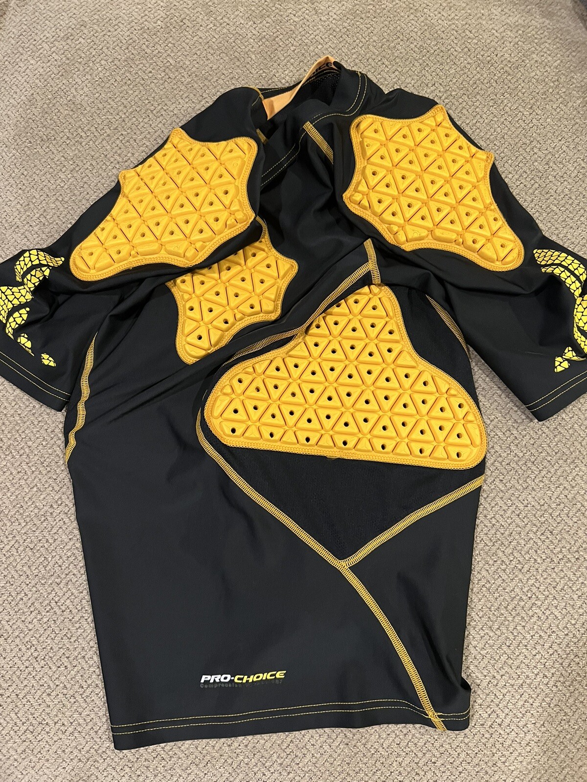 Mens Pro Choice Padded Football Compression Shirt Yellow Black Large | eBay