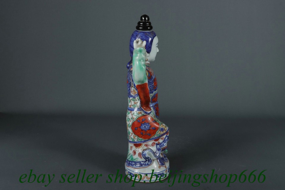 13" Antique Wanli Marked Chinese Wucai Porcelain Dynasty Figure Statue ...