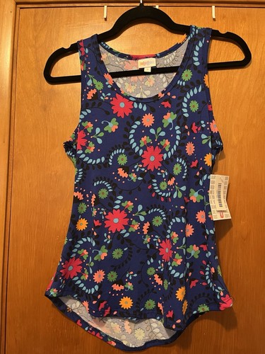 Lularoe BNWT Small Tank Top Blue with Multicolor Flower Pattern | eBay