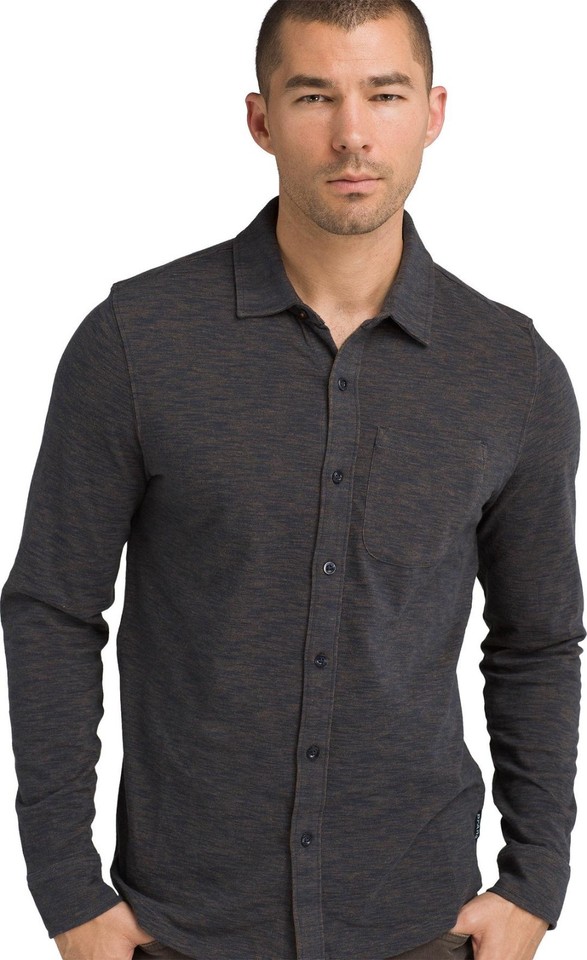 Prana Mens Ronnie Gray Long Sleeve Collard Button Up Shirt XS | eBay